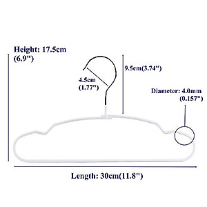 Amber Home 11.8" Lovely Baby Clothes Hangers 20 Pack, Sturdy Metal Wire & Cute White Coating Children Toddler Kids Clothes Hangers for Shirt Coat Pants Trousers (White)