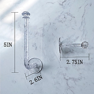 8 Pcs Adhesive Scrunchie Holder Hair Tie Organizer - Waterproof Hair Accessory Holder Girls Acrylic Jewelry Hooks Clear Glitter Organizer Display Stand for Girls Hairband Accessories Storage