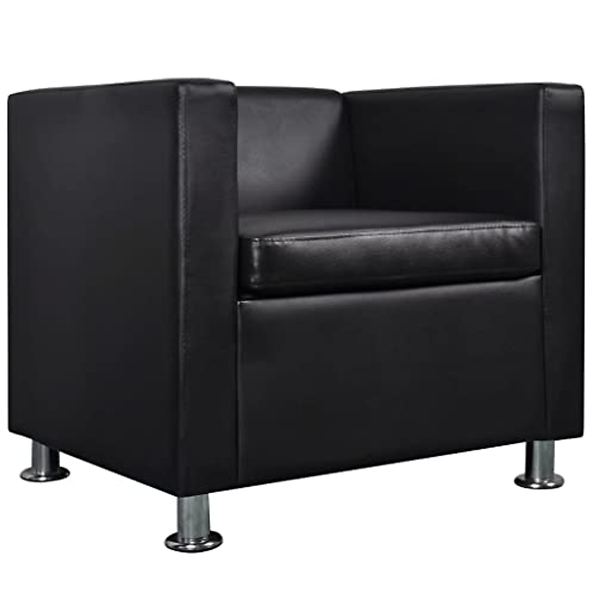 YPWRENH Leisure Chair Sofa Chair Cube Armchair Black Faux Leather for Living Room, Dining Room, Conference Room, Waiting Room