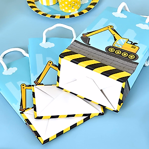 WERNNSAI 16PCS Construction Goodie Bags - Construction Birthday Party Favors Bags for Kids Boys Construction Party Supplies Dump Truck Tote Bags Candy Treat Gift Storage Bags Birthday Baby Shower