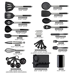 LeMuna Silicone Kitchen Utinsels Sets Heat Resistant Kitchen Utensils Set, Stainless Silicone Utensils Set for Nonstick Cookware, BPA Free, Dishwasher Safe