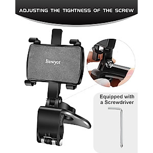 Bawyot Car Phone Holder for Dashboard 360 Degree Rotation Multifunctional One Hand Operation Clip Design Phone Mount Compatible with 4-7 inch Smartphones