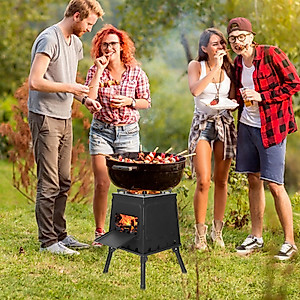 Portable Wood Burning Stove Folding Outdoor Camping Backpacking Stove with Carry Bag for Barbecue Cooking Heating BBQ (Small)