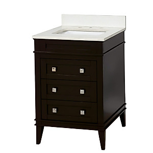 Eleanor 24-inch Bathroom Vanity (Quartz/Chocolate): Includes Chocolate Cabinet with Stunning Quartz Countertop and White Ceramic Sink