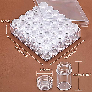 Blulu Clear Plastic Bead Storage Containers Set with 30 Pieces Storage Jars Diamond Painting Accessory Box Transparent Bottles with Lid for DIY Diamond, Nail and Other Small Items (1.85 x 1 Inch)