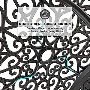 Nuu Garden 3 Piece Bistro Table Set Cast Aluminum Outdoor Furniture Weather Resistant Patio Table and Chairs with Umbrella Hole for Yard, Balcony, Porch, Black with Antique Bronze at The Edge