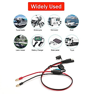 SINGARO 26-inch Battery Ring Terminal Connect/Accessory Cable, Car Interior Accessories, 16AWG SAE to O Ring Terminal, Replaceable 5A, 10A, 15A Fuse Inserts