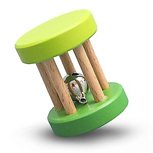 Wooden Rattle Natural Spinning Rainbow Drum Montessori Baby Roller Bell Toys Nursing Shower Gifts Green
