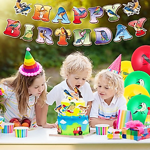 Harloon 32 Pcs Bird Birthday Decoration, Happy Birthday Banner Cake Toppers Hawaiian Balloons Bird Party Decorations for Birthday Wedding Baby Shower Tiki Bar Luau Tropical Themed Supplies