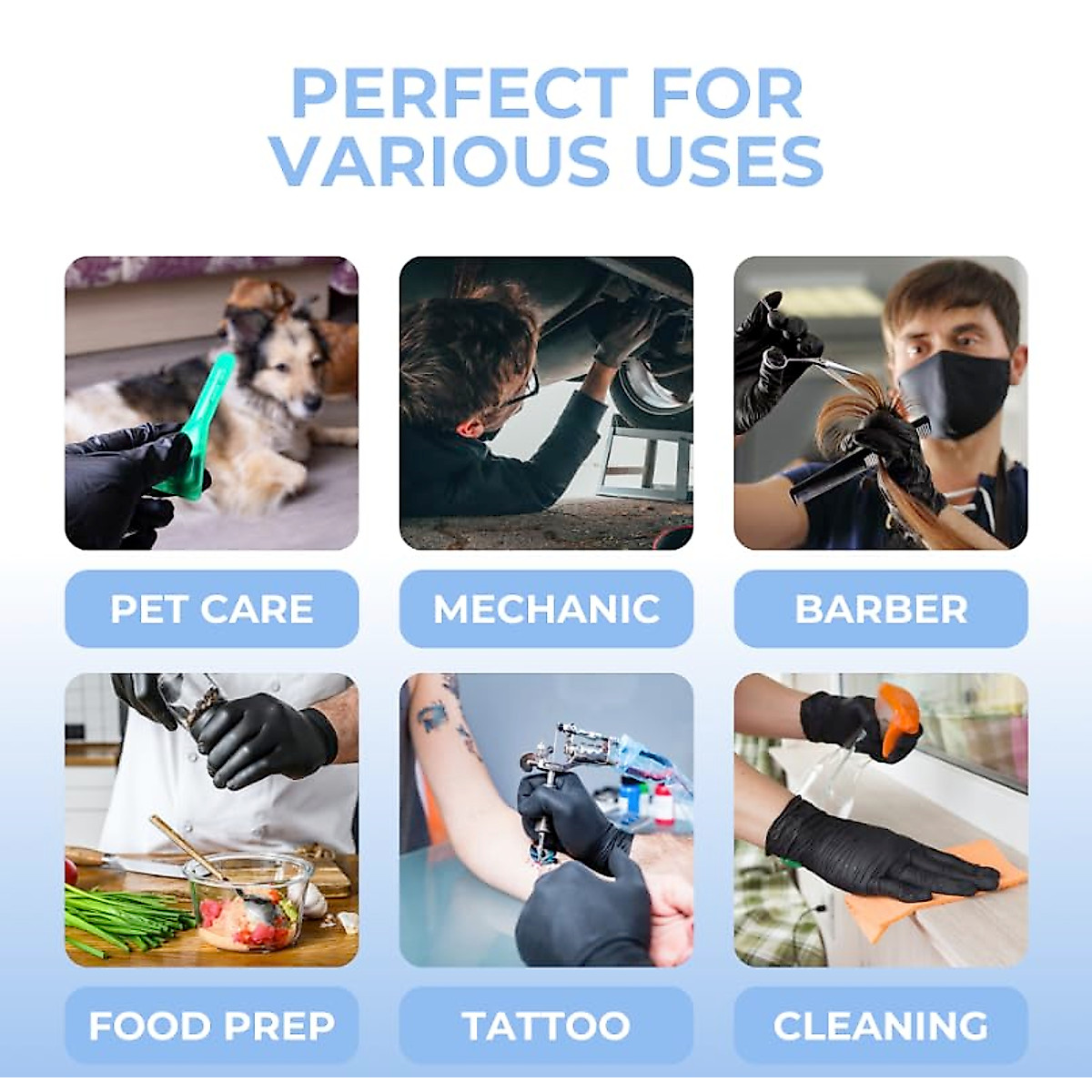 Exam Grade 4 Mil Nitrile Gloves - 1000 Count, Black Disposable Gloves Latex Free, Black Rubber Gloves, Mechanic Gloves, Medical Gloves