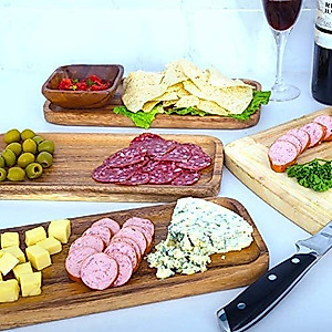 Set of 3pcs Solid Acacia Wood Serving Trays (11 x 4.1 inches) Rectangular Wooden Serving Platters for Home Decor, Food, Vegetables, Fruit, Charcuterie, Appetizer Serving Tray, Cheese Board Plate