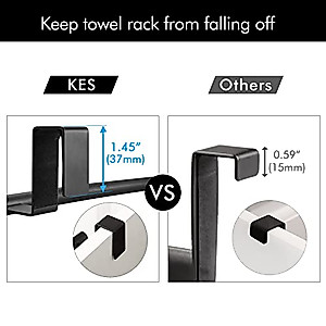 KES Over The Door Towel Rack, Over Cabinet Towel Bar Kitchen Bathroom Towel Holder Storage Dish Towel Holder, Over Cabinet Cupboard Door Towel Bar, Matte Black 2 Pack, KTH500S26-BK-P2
