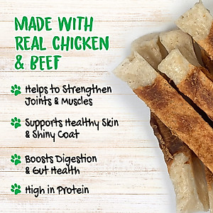 Chewer's Joy Chicken Glazed Collagen Tidbits 15pk 6" for Dogs, Premium Quality. High Protein, Promotes Joint, Skin, Gut Health & Shiny Coat. Bully Stick & Rawhide Alternative. Long Lasting chew.