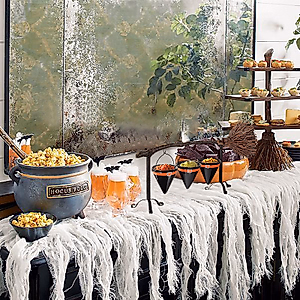 JHLIA Halloween Broomstick Snack Bowl Stand with Removable Basket Organizer, Witch Broom Fruit Baskets Holder Party Bowl, Candy, Dessert Salad, Creative Christmas Decorations Wedding Party Decor (A)