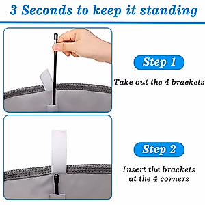 Laundry Hamper with lid, TEAYINGDE Laundry Basket with Handles Freestanding, Waterproof Folding Washing Bin, Collapsible Round Clothes Hamper for Bathroom Bedroom Dorm Organization Storage Grey