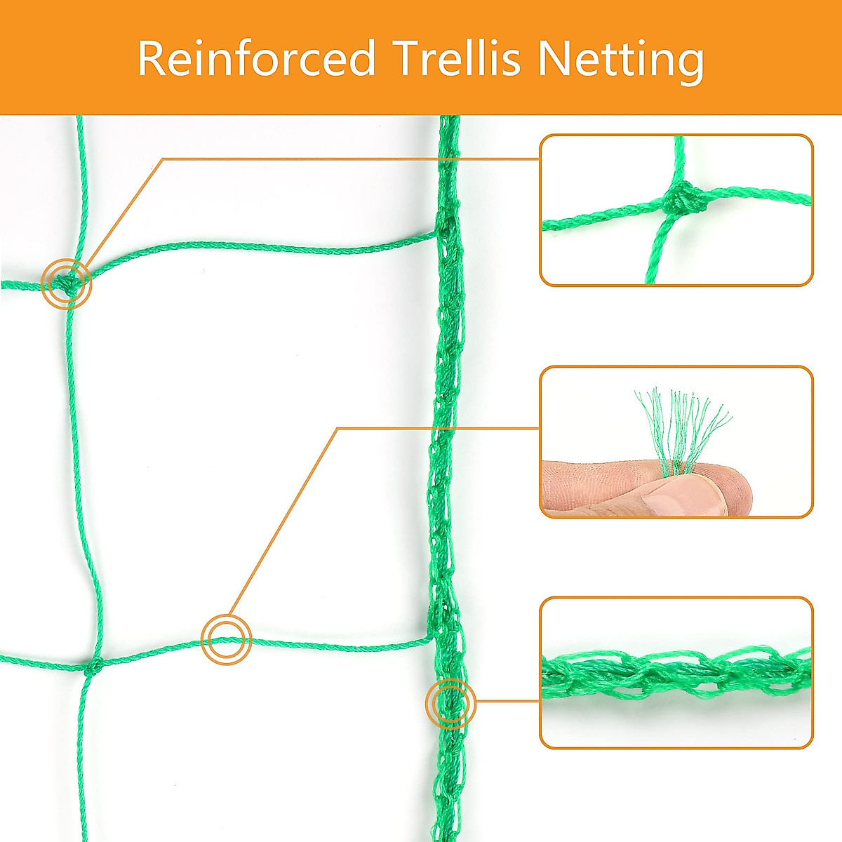 Plant Trellis Netting for Climbing Plants Outdoor Heavy Duty Plastic Garden Trellis Netting 27 Strands Plant Climbing Net Strong Support for Clematis, Cucumber,Tomatoes and Vine Plants （5.9x5.9FT）