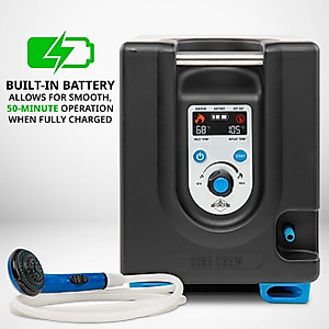 Hike Crew Portable Propane Water Heater & Shower Pump w/Built-in Battery | Compact Outdoor Cleaning & Showering System w/LCD, Safety Shutoff & Carry Case, Instant Hot Water for Camping & Hiking
