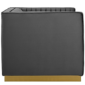 Modway Sanguine Vertical Channel Tufted Upholstered Performance Velvet Sofa and Armchair Set, Gray