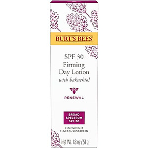 Burt's Bees Sunscreen Moisturizer for Face, SPF 30 Retinol Alternative Facial Lotion for Anti-Aging Skincare & Daytime Protection,1.8 Ounce (Packaging May Vary)