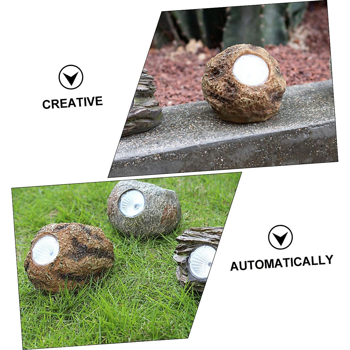 Uonlytech LED Imitation Stone Garden Light Waterproof Solar Outdoor Light Night Decorative for Garden Pathway