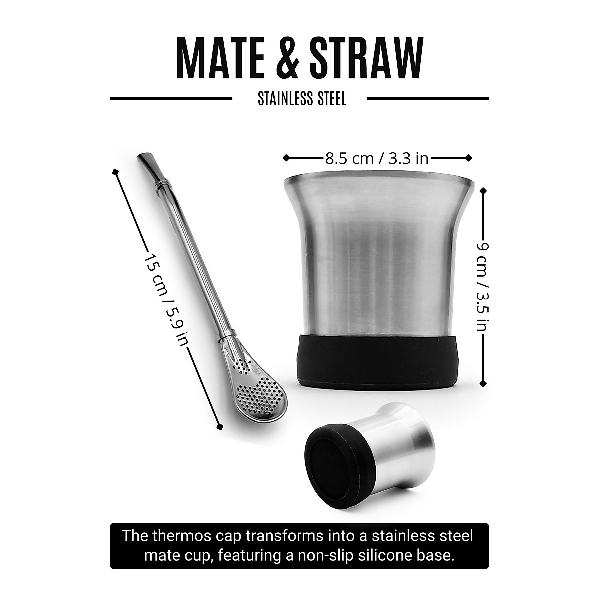 Complete Yerba Mate Kit - 1.2L Thermos With Mate System, Cup, Clip Spout, Straw (Bombilla), and FREE Backpack - Premium Stainless Steel Set To Go