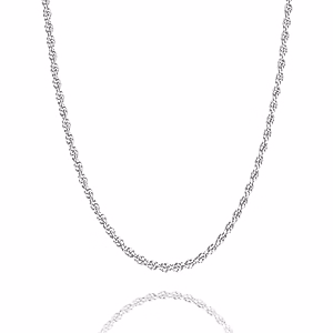 Waitsoul 925 Sterling Silver Rope Chain Lobster Clasp 2mm Silver Chain for Men Women Silver Necklace Chain 16 Inch