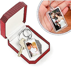 Lckaey keychain picture holder frame key chain pendant picture key chain personalized photo DIY gift key chain Z002-5-pack-medium