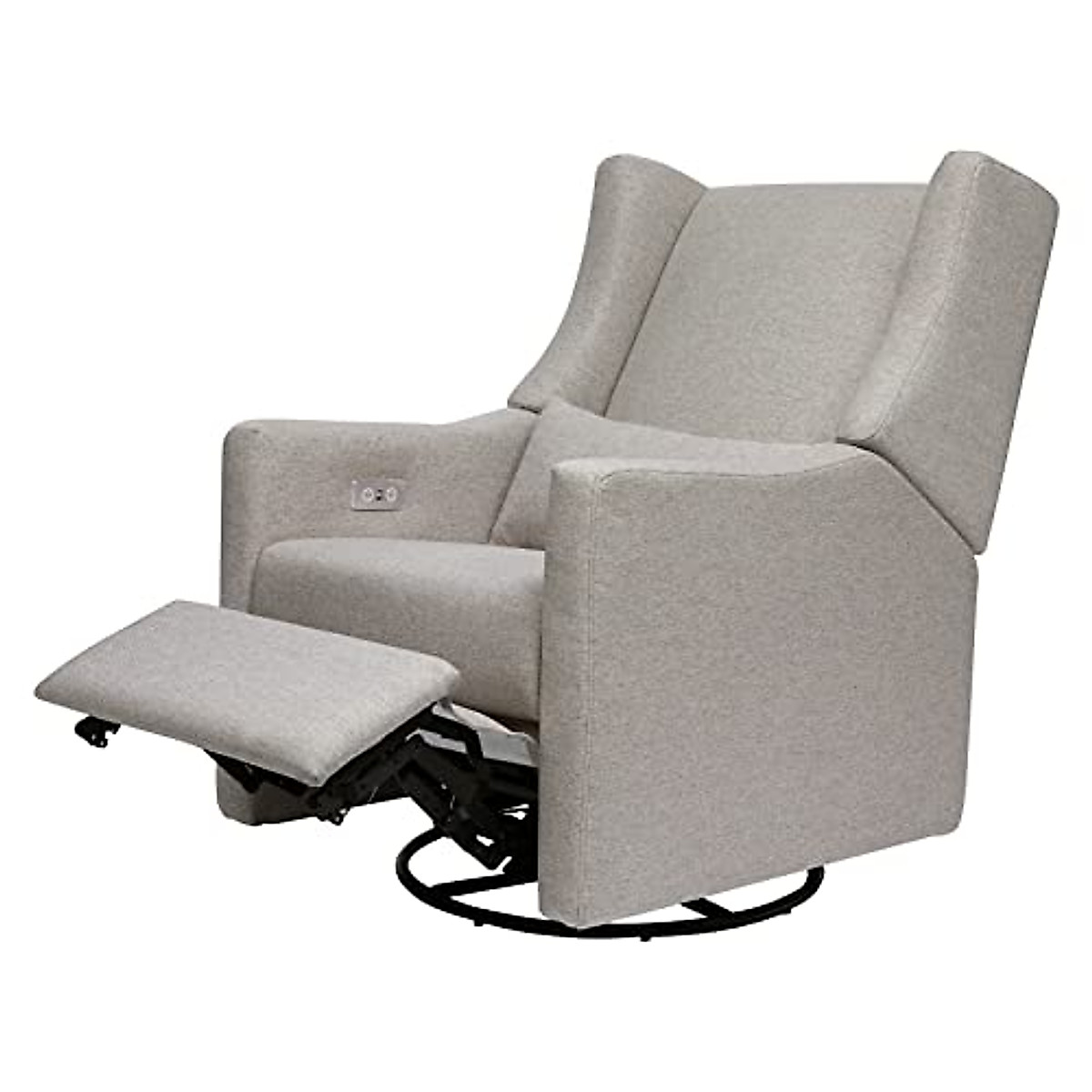 Babyletto Kiwi Electronic Power Recliner and Swivel Glider with USB Port in Performance Grey Eco-Weave, Water Repellent & Stain Resistant, Greenguard Gold and CertiPUR-US Certified