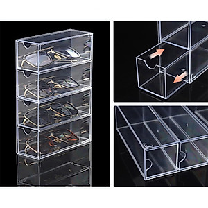 BYNNIX Transparent Dustproof Sunglasses Storage Box With 4 Layer Acrylic Drawers Eyewear Organizer Container Holder Eyewear Accessories Holder