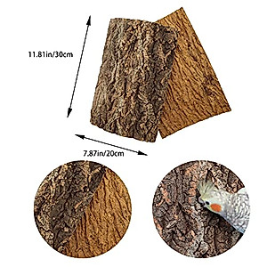 2 Pcs 12x8 Inches 100% Natural Cork Perch, Bird Cork Seat Boards, Birdcage Bark Decor Accessories, Natural Cork Bark Backdrop, Cork Bark Toy for Bird Budgie Parrot Cockatiel Hamster Guinea Pig Rat