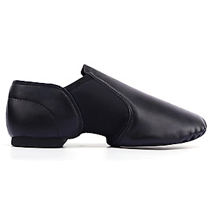 Linodes PU Leather Jazz Shoe Slip On Dance Shoes for Girls and Boys (Toddler/Little Kid/Big Kid)-Black-1.5M-Little Kid