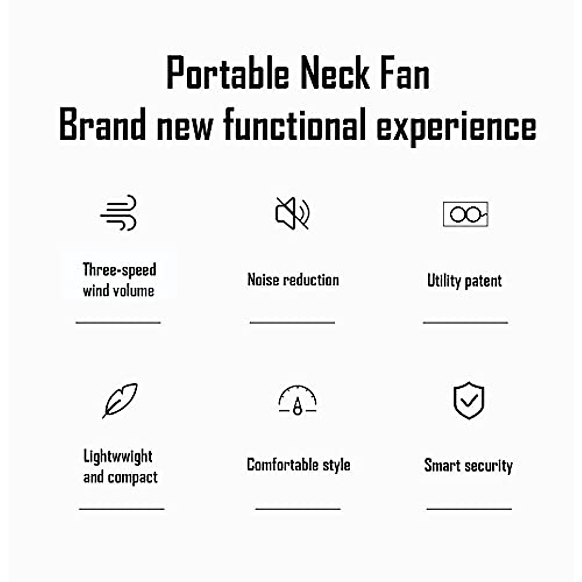 ErjeeNai Portable Neck Fan,Hanging Neck Bladeless Fan,USB Rechargeable Personal Fan,3 Speeds Silent 360° Cooling Tuyere Layout,Fast Charging and Long Battery Life,Keeping the Neck Cool at All Times