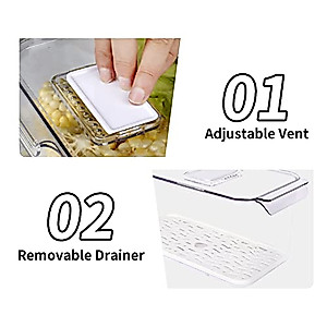 3 Pcs Fruit Fresh Keeper Vegetable Storage Containers Set Fresh Produce Saver with Lids and Vents,Stackable Salad Lettuce Keeper for Refrigerator or Easy Carry,BPA-free Stay Fresh Containers,5.7L&1.7L&1.7L