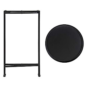 Kate and Laurel Celia Round Metal Foldable Accent Table with Tray Top, Black