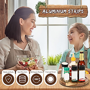 2 Pack Acacia Wood Lazy Susan Organizer 12 Inch 9 Inch Wooden Lazy Susan Turntable Non Skid Rotating Kitchen Tray for Counter Kitchen Turntable Storage for Cabinet Pantry Countertop Bathroom Table