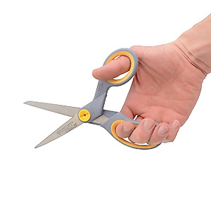 Westcott 13901 8-Inch Titanium Scissors For Office and Home, Yellow/Gray, 2 Pack