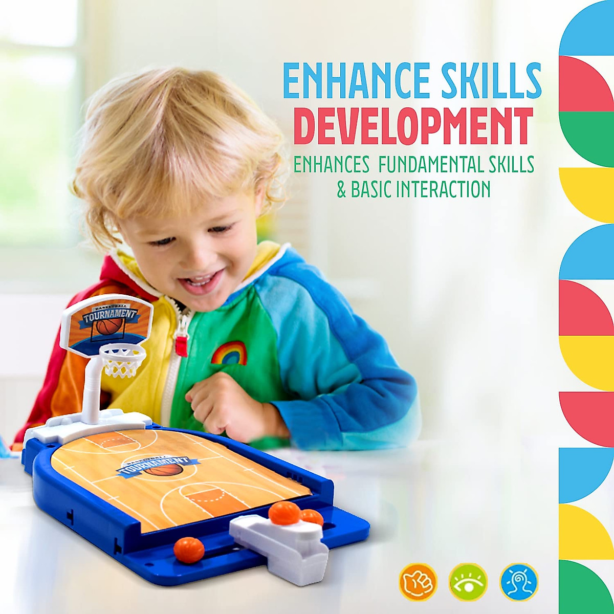 Dazzling Toys Kids Indoor Basketball - Mini Tabletop Finger Flick Games for Toddler, Desk Game Toys, Small Table Sports Machine Toy, Tiny Basketballs & Hoop for Home, Kid Basket Ball Room Arcade