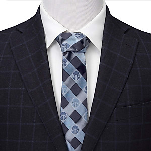 Cufflinks Inc. Star Wars Mando Helmet Check Blue Mens Tie The Mandalorian Official Merch