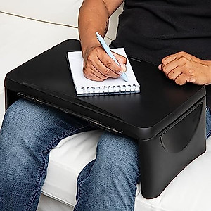 Mind Reader Anchor Collection, Portable Laptop Desk/Breakfast Table with Hinged Lid and Storage, 18.75" L x 11.25" W x 7.25" H, Black