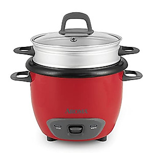 Aroma Housewares ARC-743-1NGR 6-Cup (Cooked) (3-Cup UNCOOKED) Pot Style Rice Cooker and Food Steamer,Red