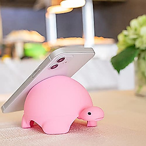 Cute Phone Stand for Desk, Soft Silicone Desktop Phone Holder iPhone Stand - Creative & Fun Design - Put from Any Angle, Animal Cell Phone Stand Suitable for All Smartphones (Pink)