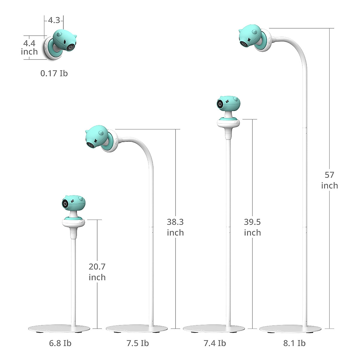 Pixsee Easy Set-up 5-in-1 Camera Stand, Adjustable Height from 20.7 Inches to 57 Inches, Compatible Smart Baby Monitor Only