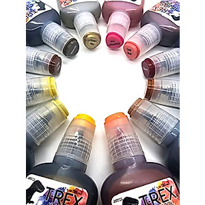 T-Rex Inks Premium Alcohol Inks Warm Earth Set- 12 Warm Tone Colors - Alcohol Ink for Epoxy Resin Dye, Painting, Tumbler Making & More - Includes Storage Box & Metallic Gold Ink - 20ml Bottles
