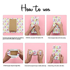 Happy Birthday Wrapping Paper For Kids Girls Boys Women Men, Gradient Rainbow Color Birthday Gift Wrap Paper, Wrapping Paper Birthday 6 Sheets Folded Flat 20x28 inches per sheet