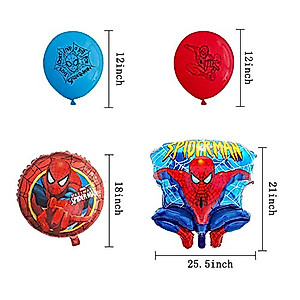 Spiderman Party Decorations Favors Birthday– Spiderman Happy Birthday Banner, Foil Latex Balloons, Cupcake Toppers, Stickers Superhero Birthday Party Supplies