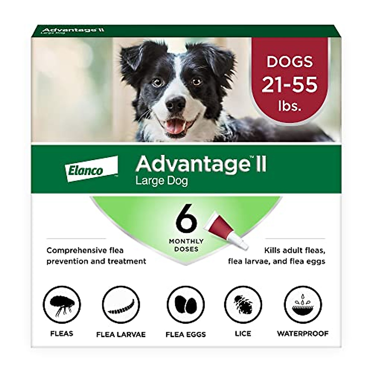 Advantage II Large Dog Vet-Recommended Flea Treatment & Prevention | Dogs 21-55 lbs. | 6-Month Supply