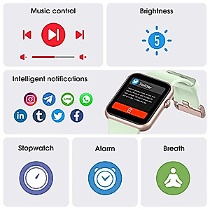 Pautios Smart Watch, Swimming Waterproof Fitness Tracker with Heart Rate, SpO2 and Sleep Monitor, 44mm Fitness Watch for Women Men, Step Counter, Smartwatch Compatible with iOS Android Phones