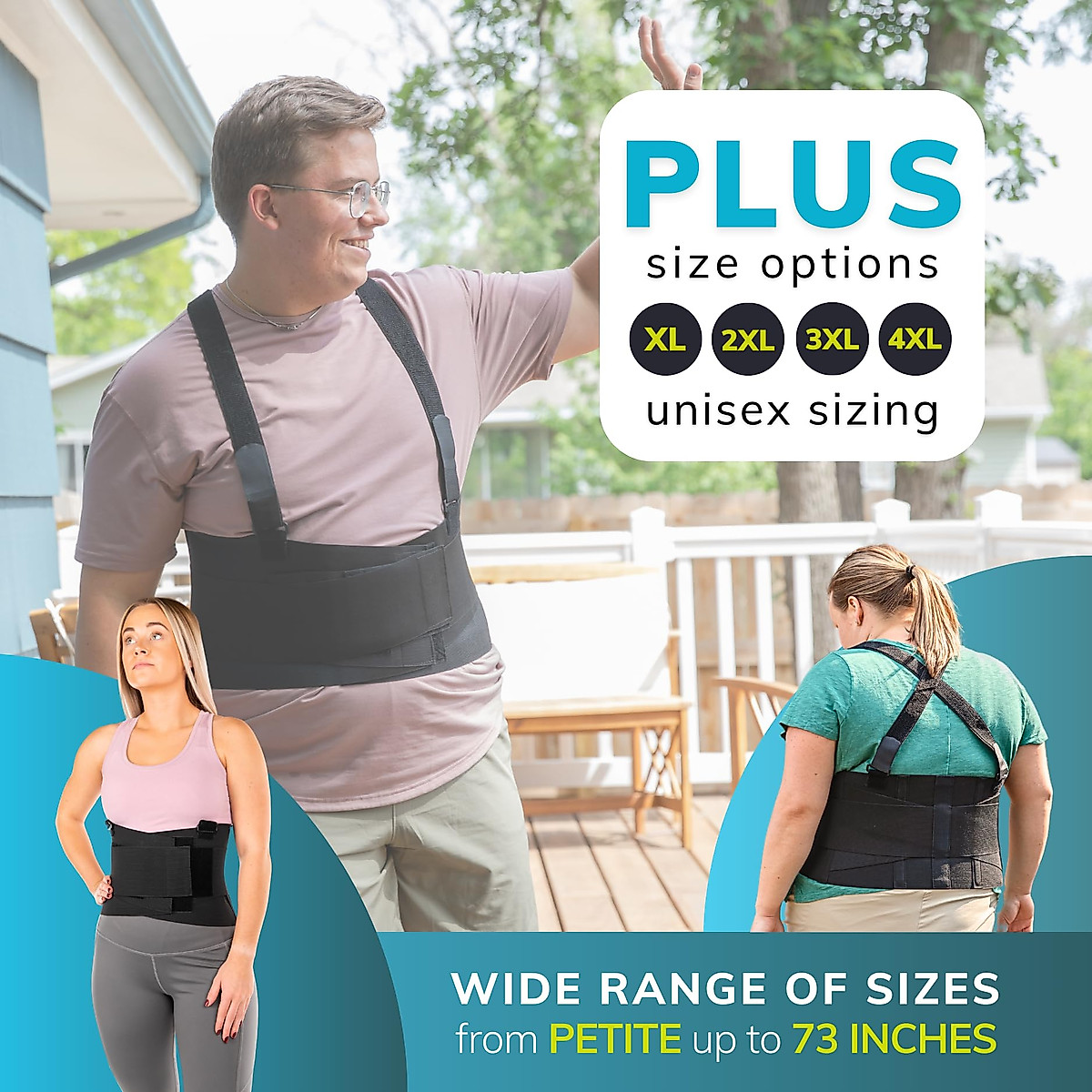 BraceAbility Work Back Brace - Industrial Lower Back Pain Protection Belt for Men and Women, Construction, Moving, Warehouse Jobs - Removable Suspender Shoulder Straps for Heavy Lifting Safety (L)
