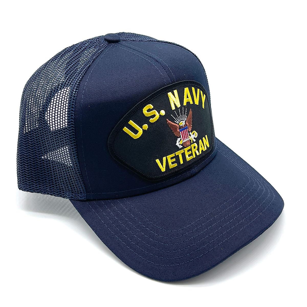 Infinite Hats US Navy Veteran Patch Mesh Adjustable Baseball Cap (Navy)
