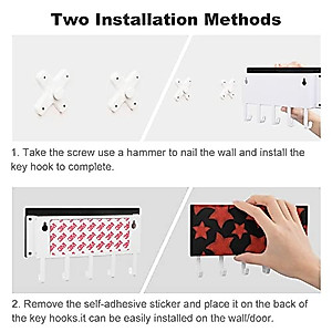 Red Starfish PU Leather Wall Mounted Key Hook Organizer Hanging Key Holder Decoration